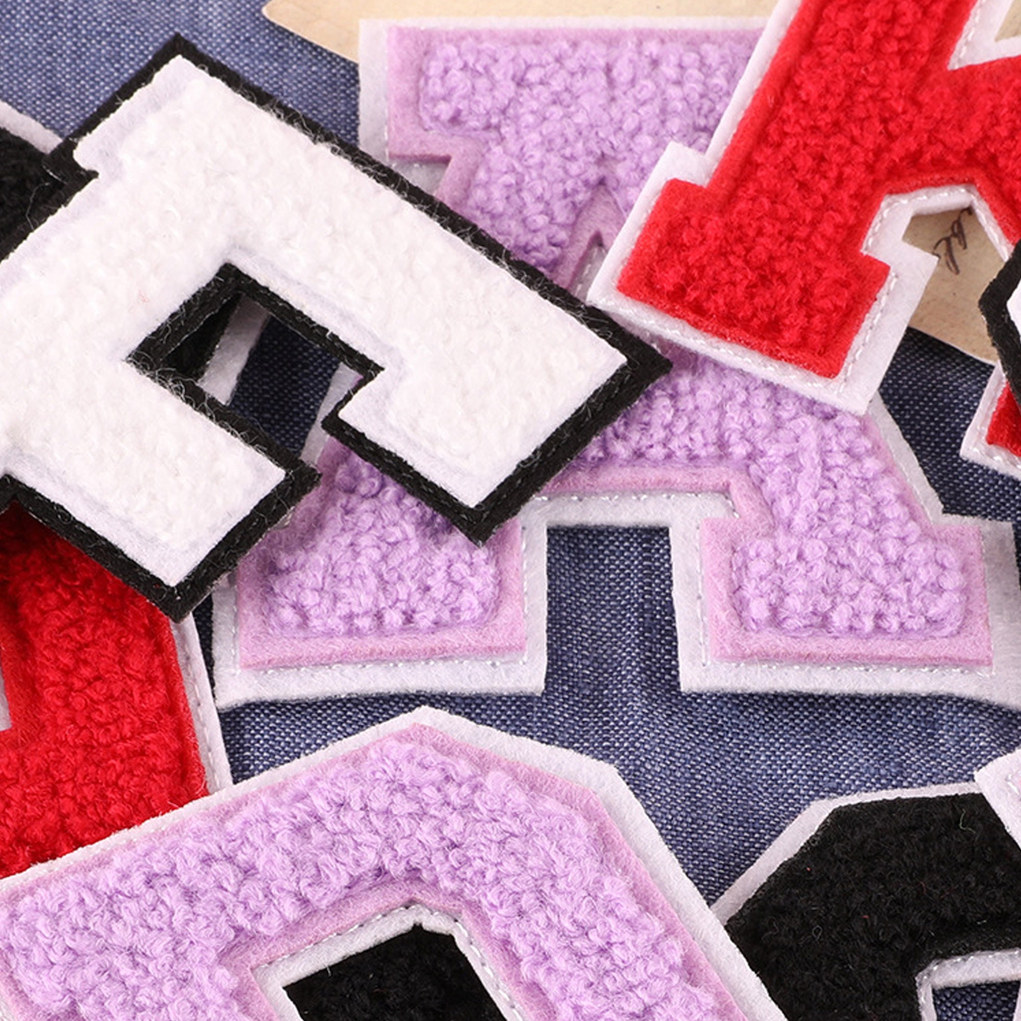 White Letters Chenille Iron on Patch,chenille Letters Patch,iron on ...