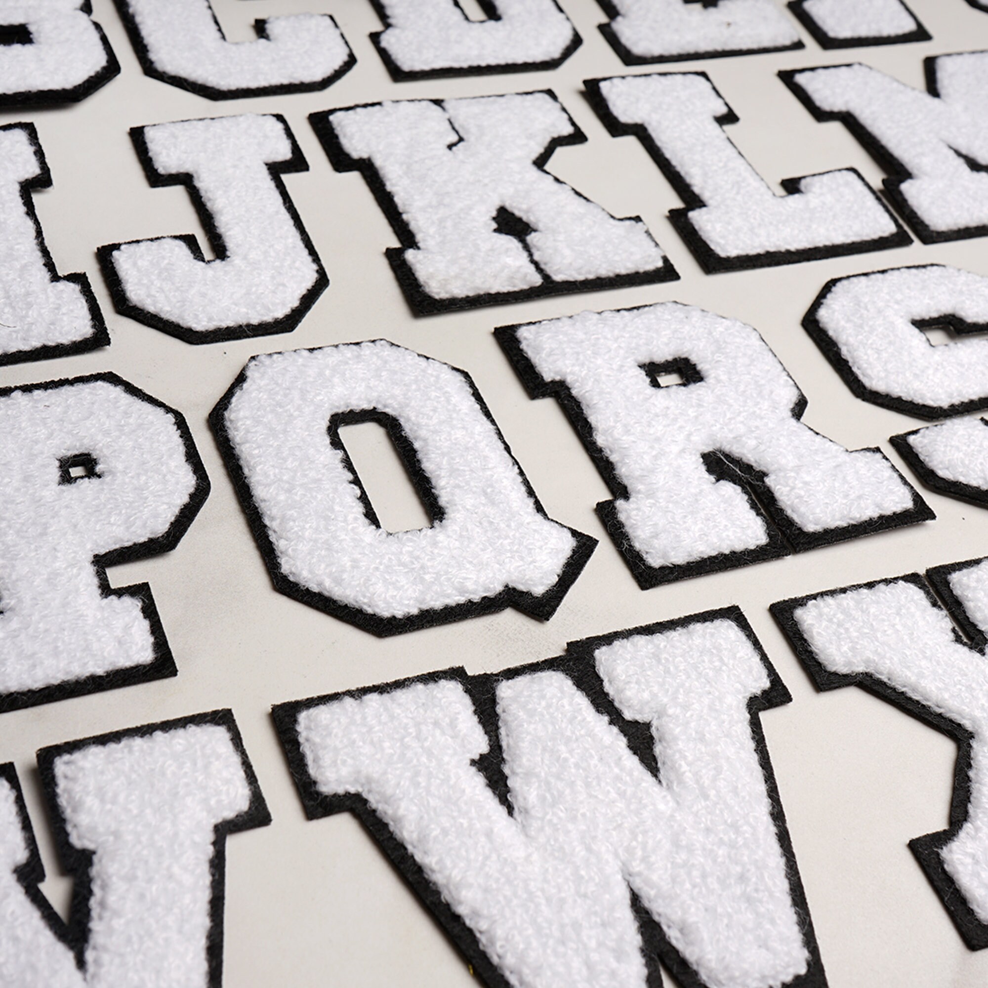 White Chenille Letters,varsity Letter Iron on Patch,black Background ...