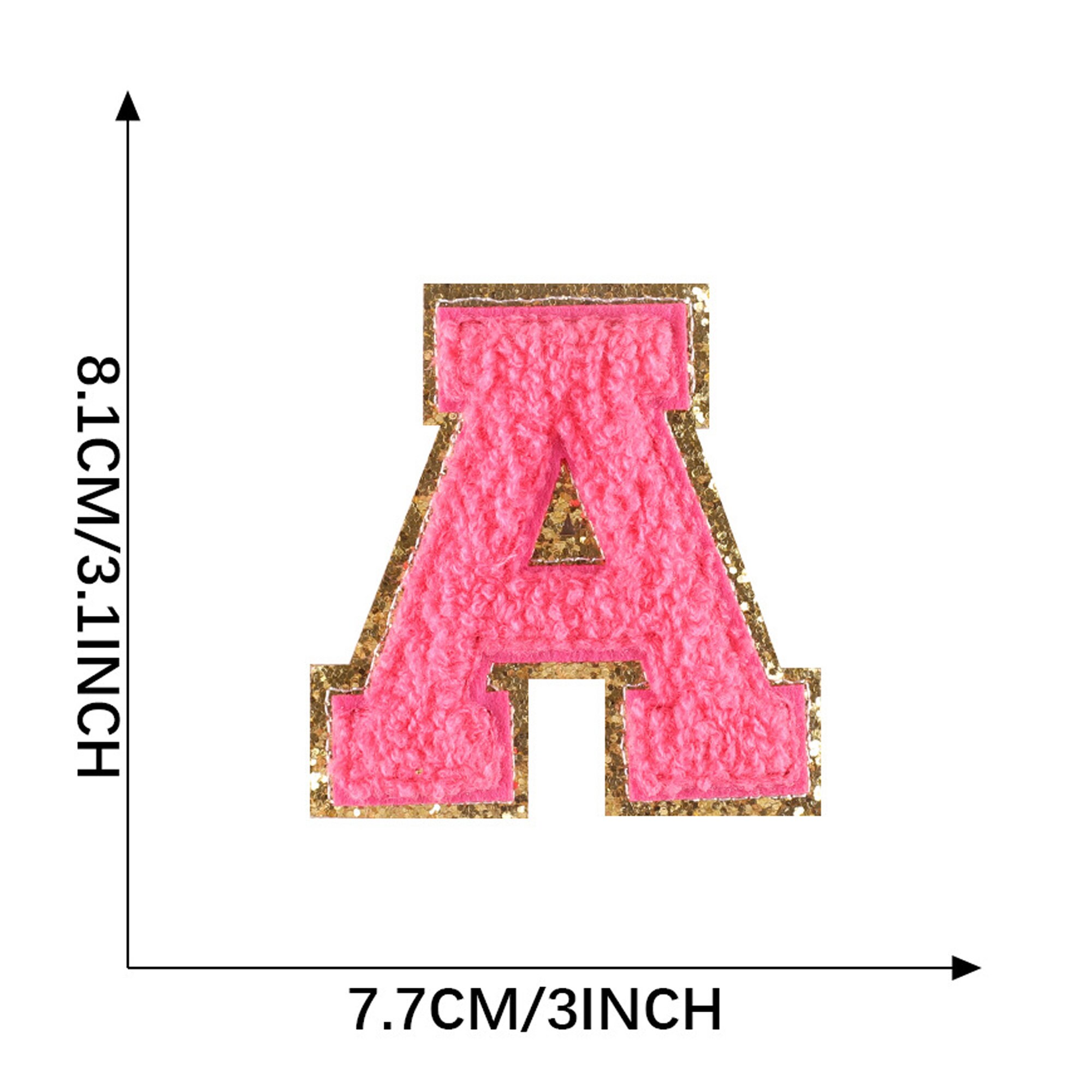 Pink Chenille Letter Iron on Patch Sew,iron on Patch Applique Letters A ...