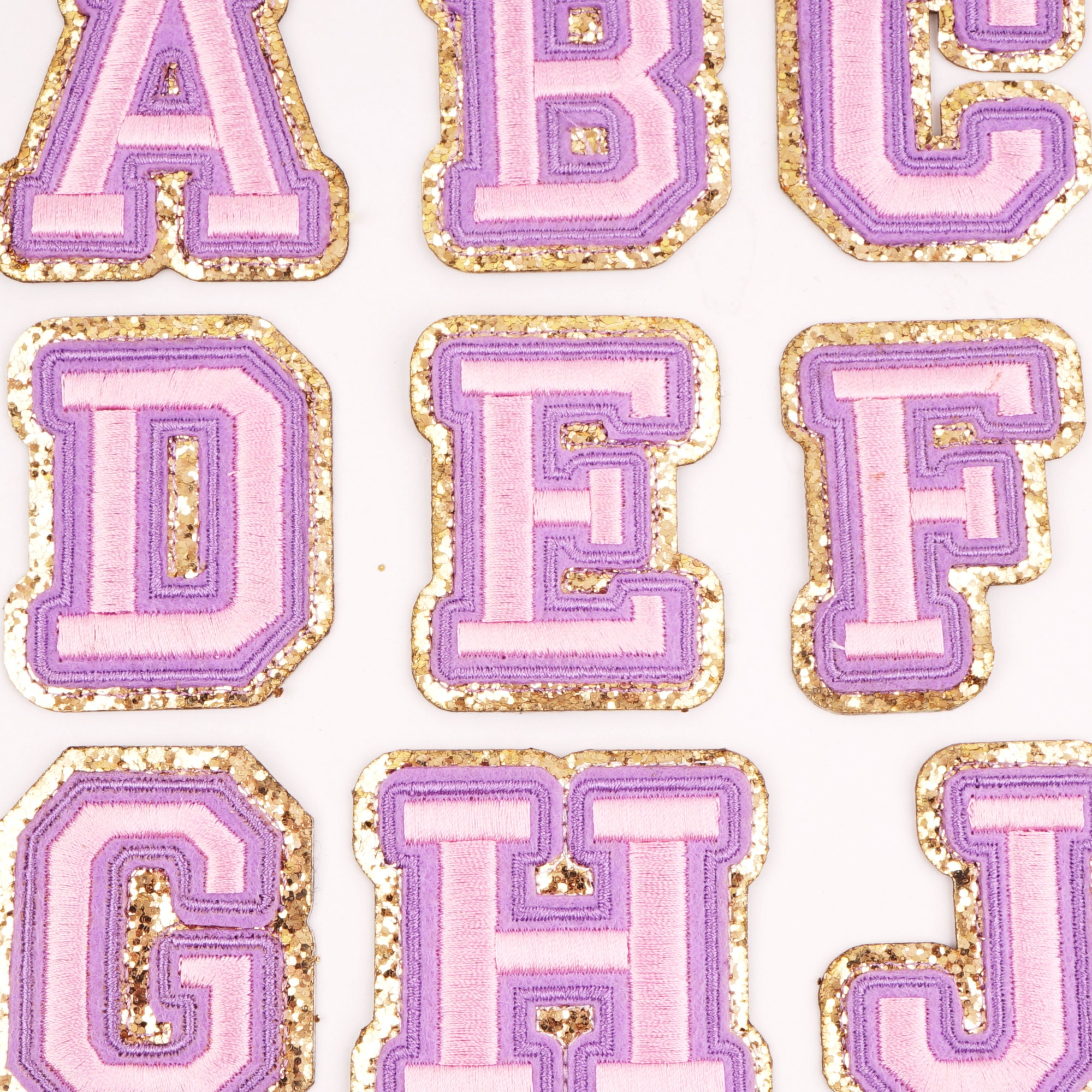 NEW Pink Chenille Iron on Patch Applique,purple Embroidered Letters ...