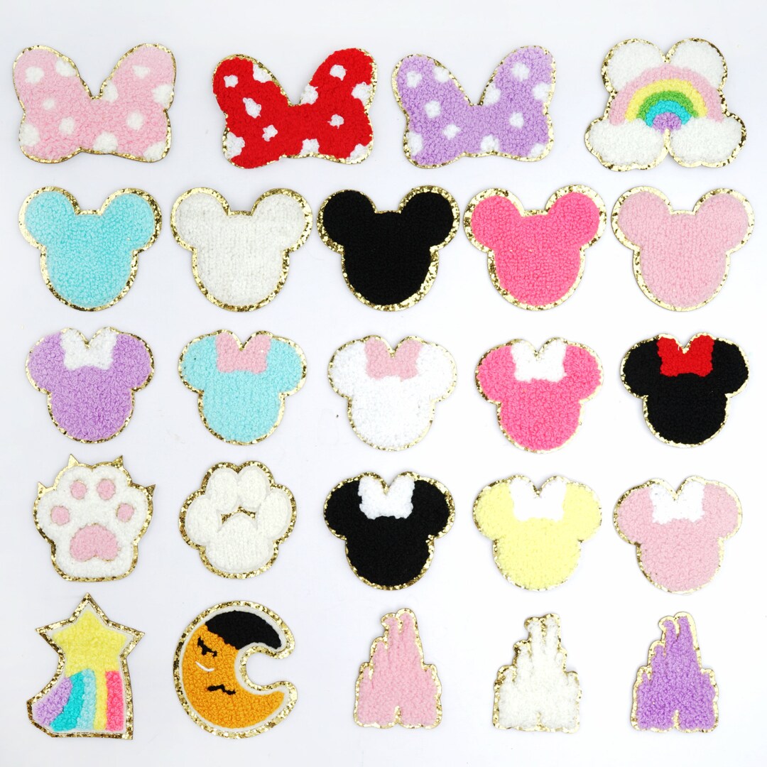 Minnie Mouse Head Patch,chenille Patches,disney Rainbow Iron on Patch ...
