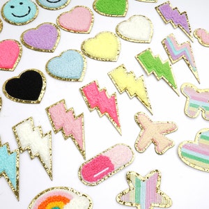 Chenille Patches,chenille Heart Patch,stick on Patches,glitter Heart ...