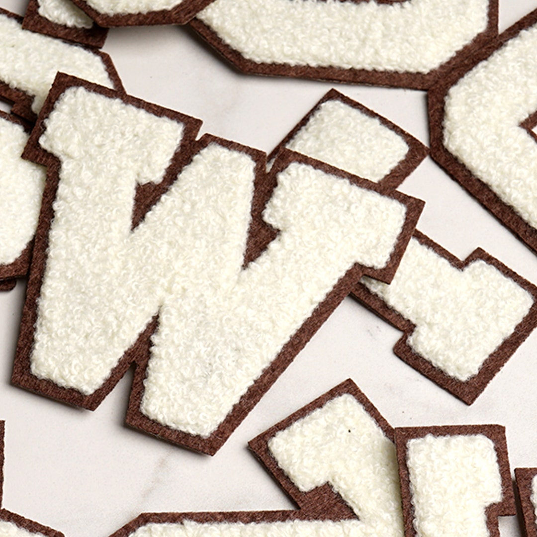 White Chenille Lettersvarsity Letter Iron on Patchcoffee - Etsy