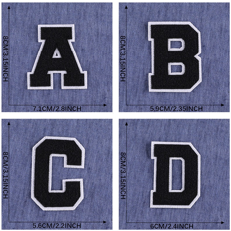 White Letters Chenille Iron on Patch,chenille Letters Patch,iron on ...