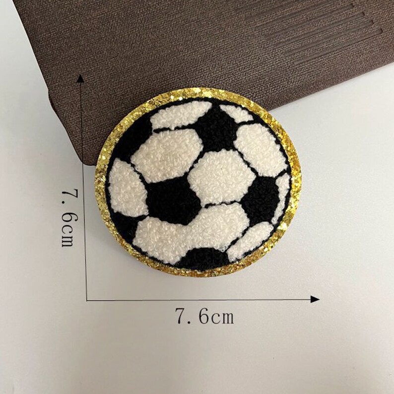 2.96 Soccer Iron on Patch,chenille Letter Gold Glitter Patch,futbol ...