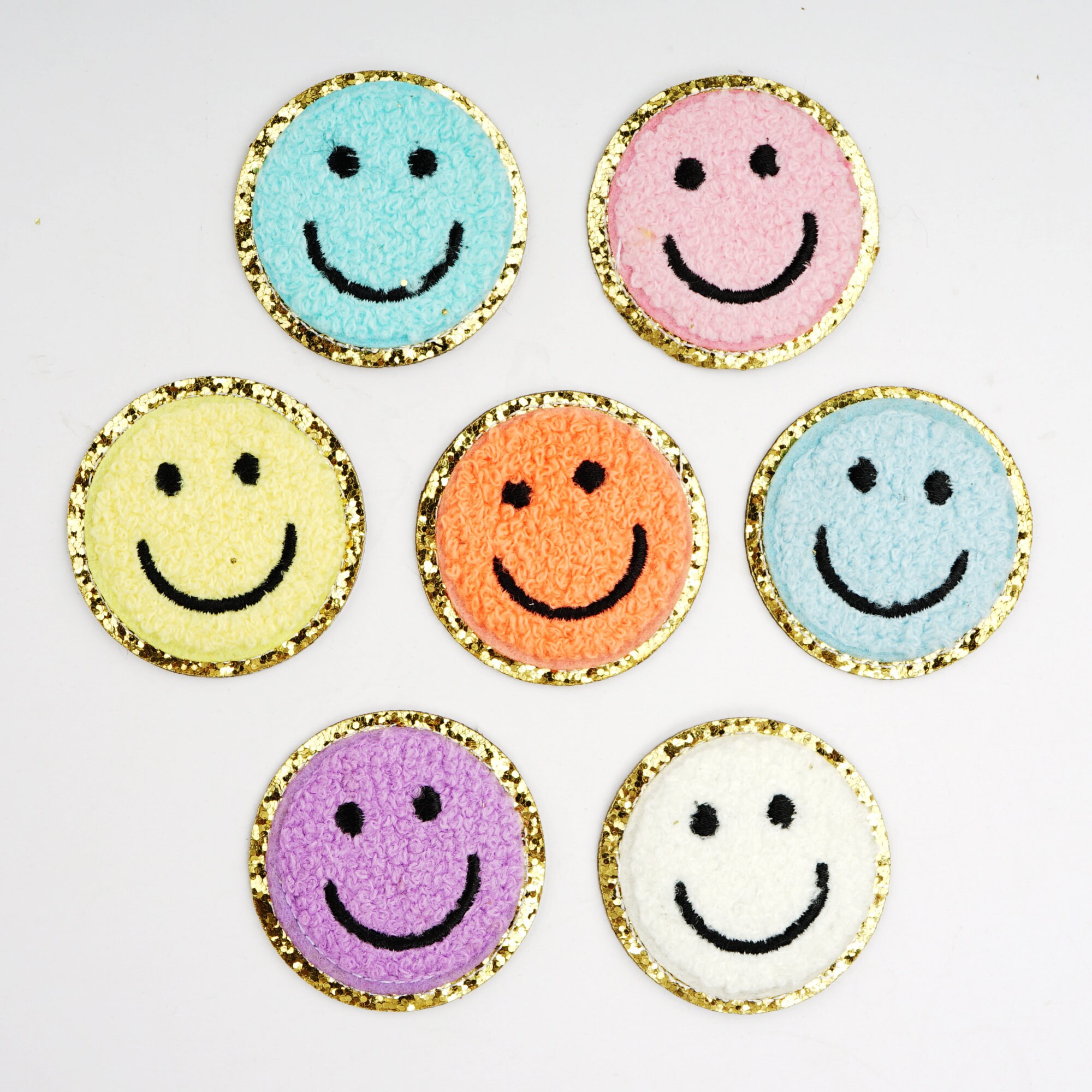 Chenille Smiley Face Patchglitter Smiley Face Patchemoji - Etsy