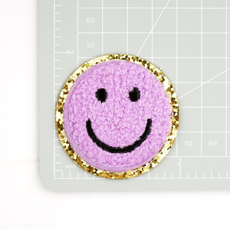 Chenille Smiley Face Patchglitter Smiley Face Patchemoji - Etsy
