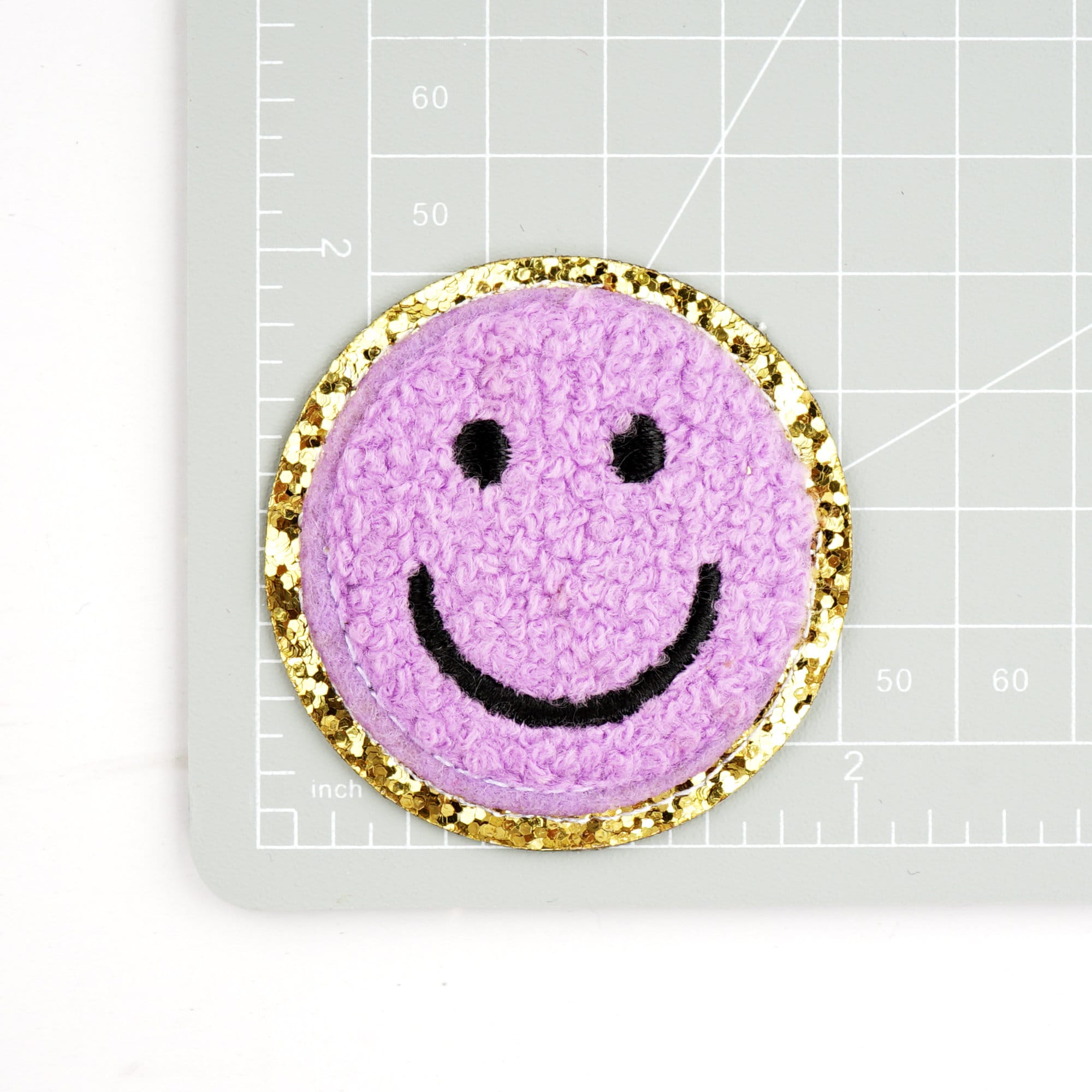 Chenille Smiley Face Patchglitter Smiley Face Patchemoji - Etsy