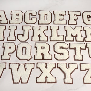 White Chenille Letters,varsity Letter Iron on Patch,coffee Background ...