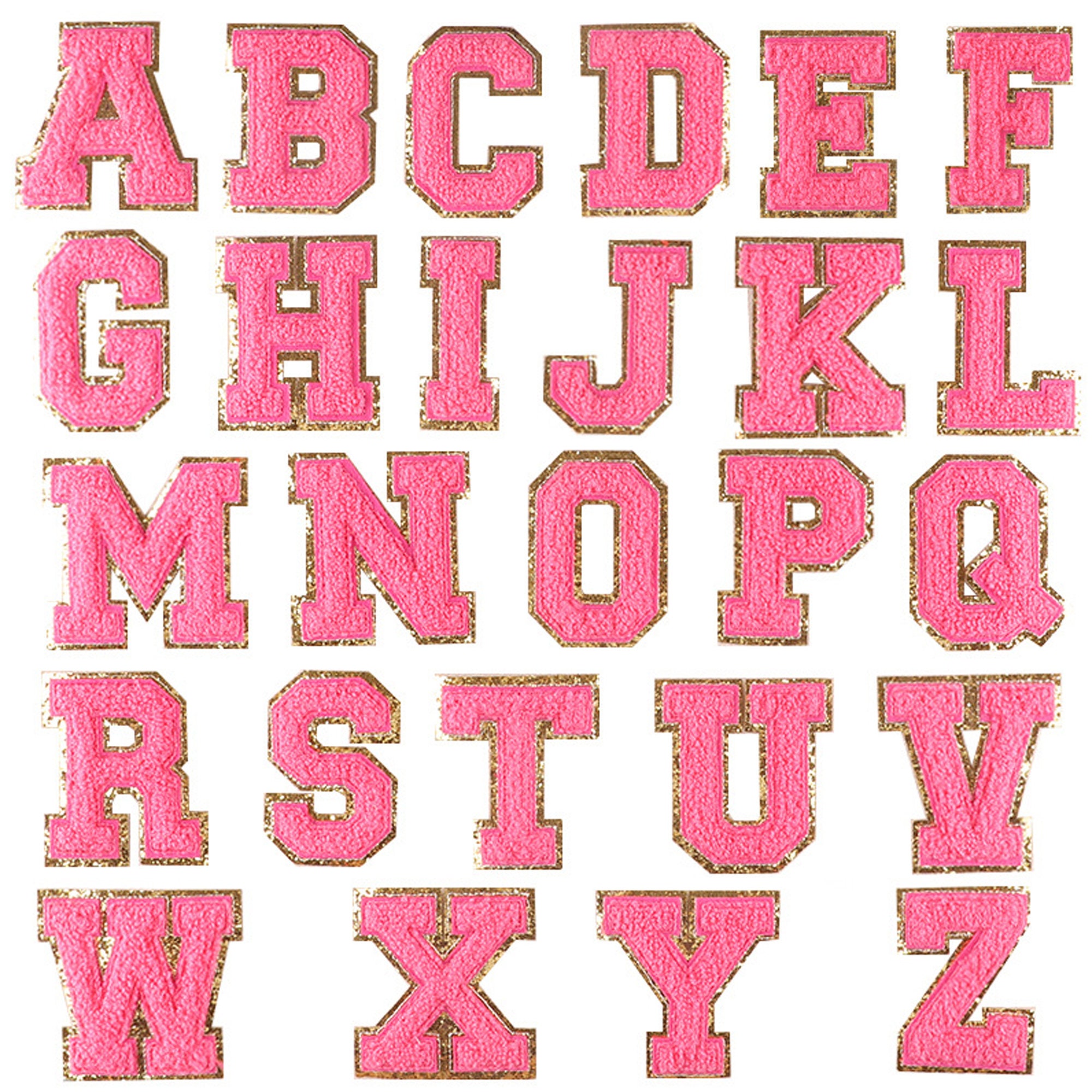 Pink Chenille Letter Iron on Patch Sew,iron on Patch Applique Letters A ...