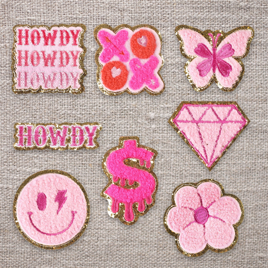 NEW Pink Chenille Glitter Patchespink Iron on Patchbutterfly - Etsy