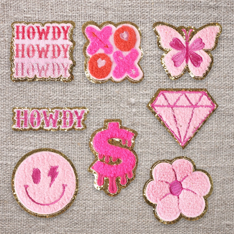 NEW Pink Chenille Glitter Patchespink Iron on Patchbutterfly - Etsy