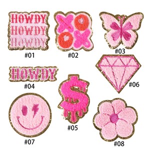 NEW Pink Chenille Glitter Patches,pink Iron on Patch,butterfly Ironing ...