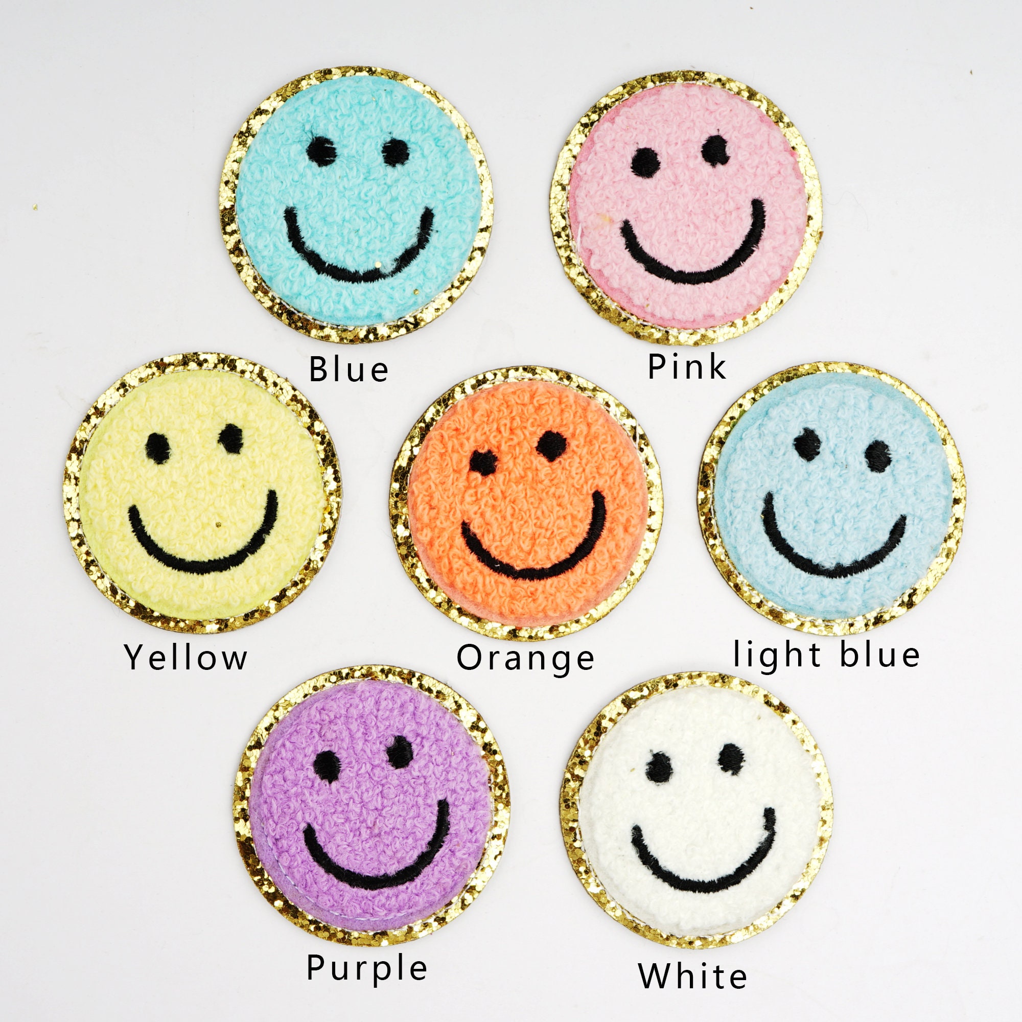 Chenille Smiley Face Patch,glitter Smiley Face Patch,emoji Smile Sew ...