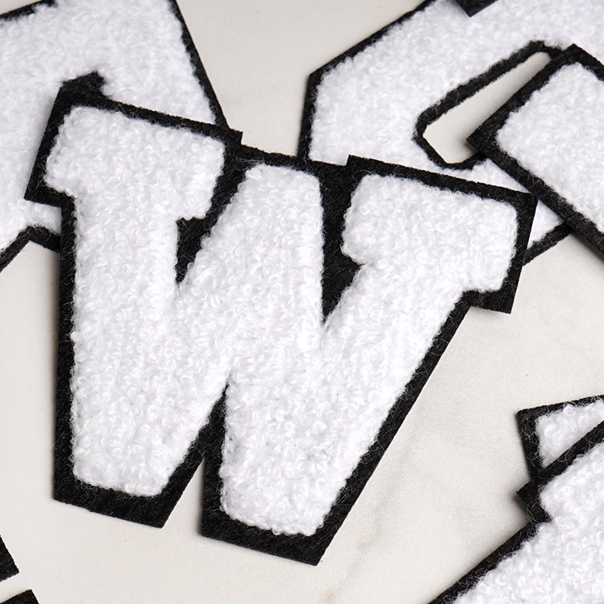 White Chenille Letters,varsity Letter Iron on Patch,black Background ...
