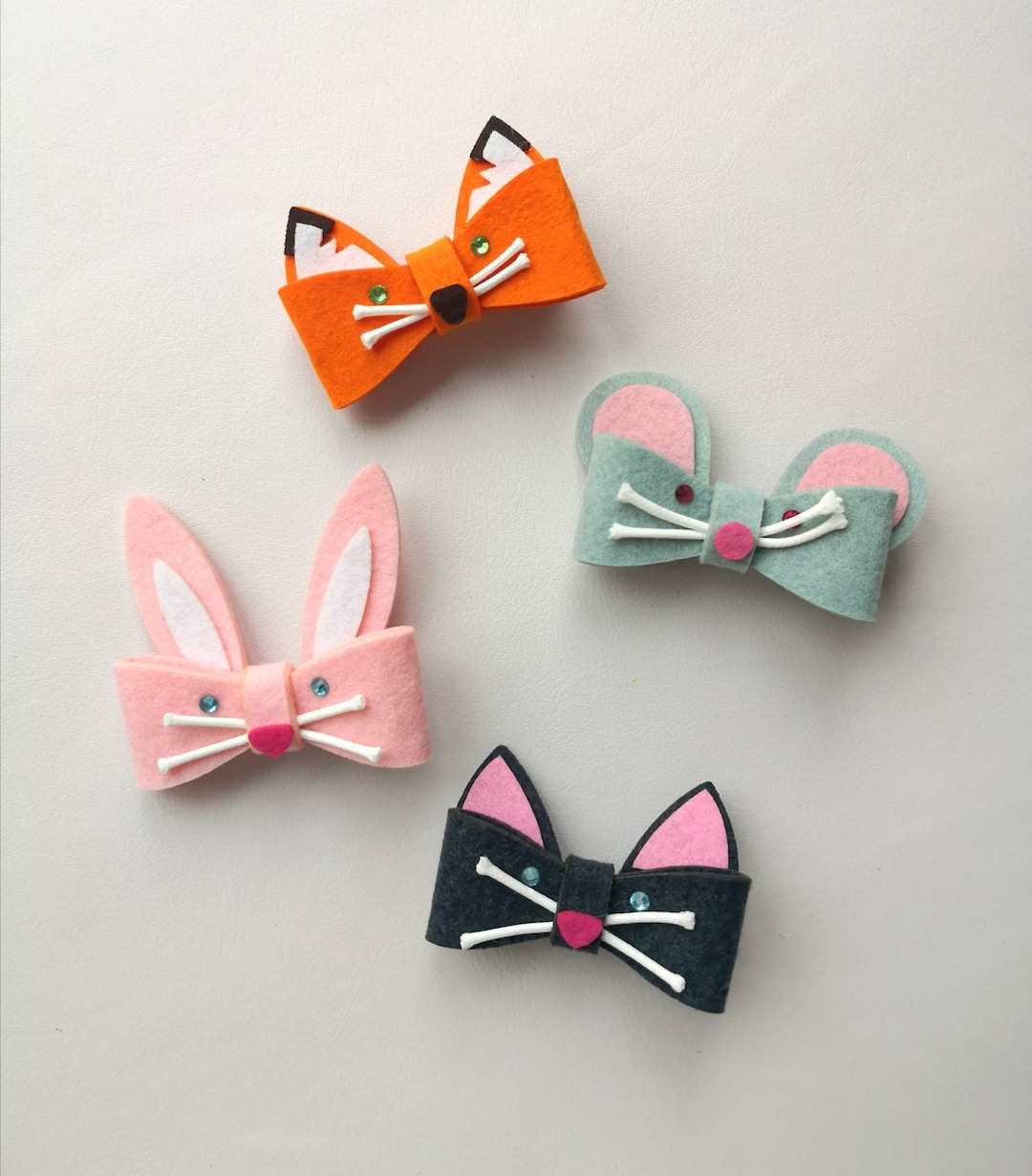 Felt Animal Hair Clip, Hair Bow for Kids, Rabbit/bunny Hair Clip, Fox ...