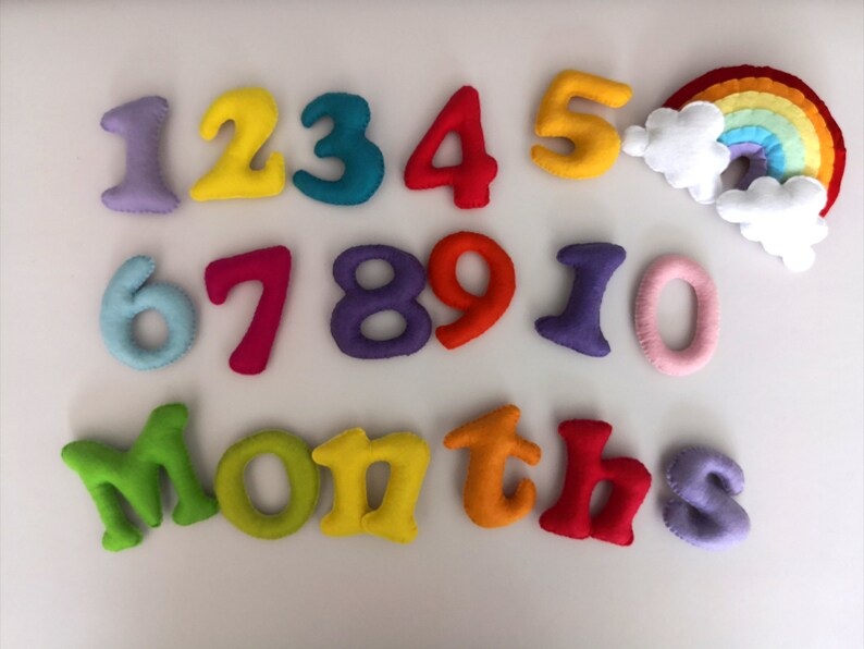 Felt Rainbow Baby Milestone Numbers Set / Pregnancy Month | Etsy