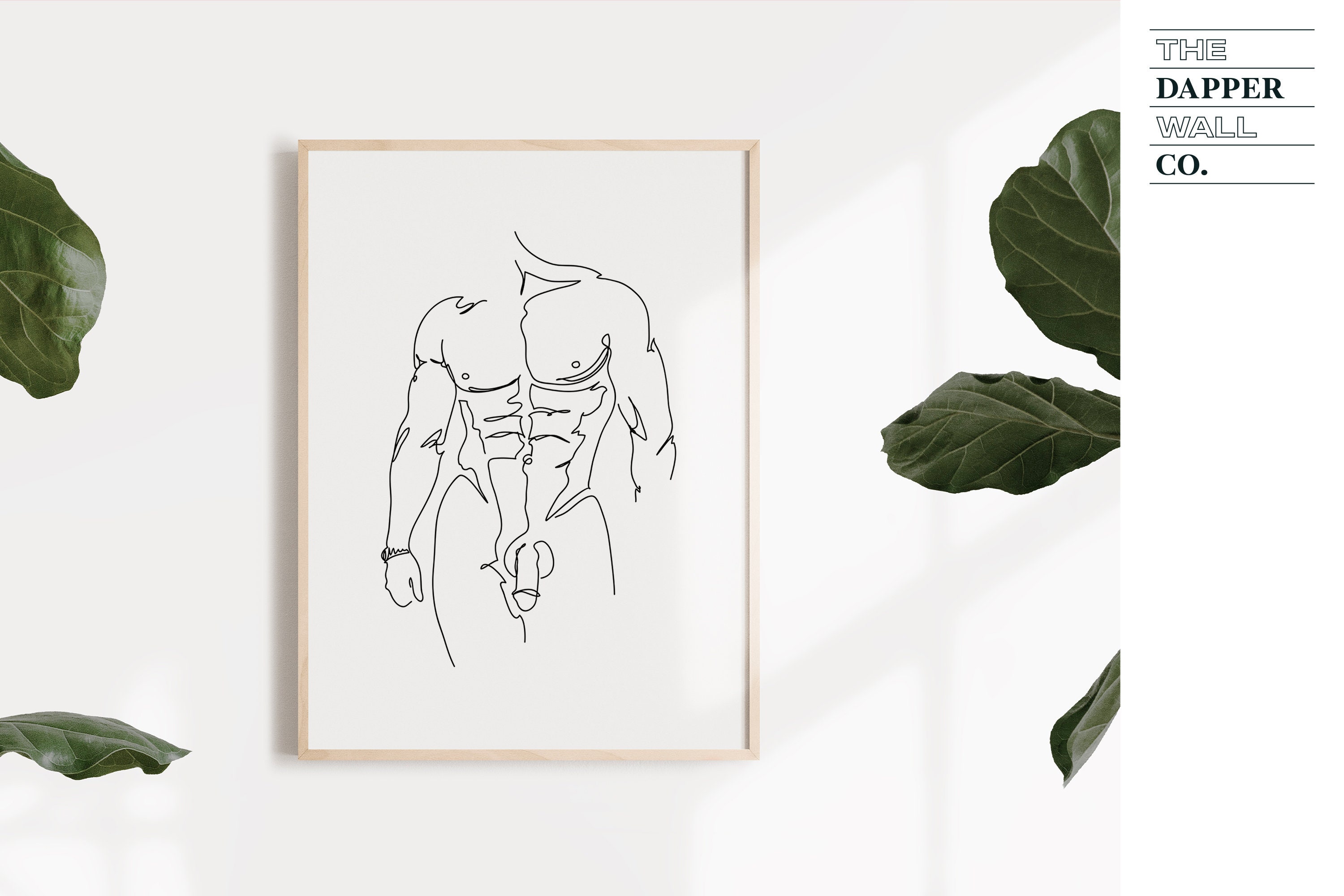 One Line Drawing Man Man Line Art Male Body Print Abstract Man Body