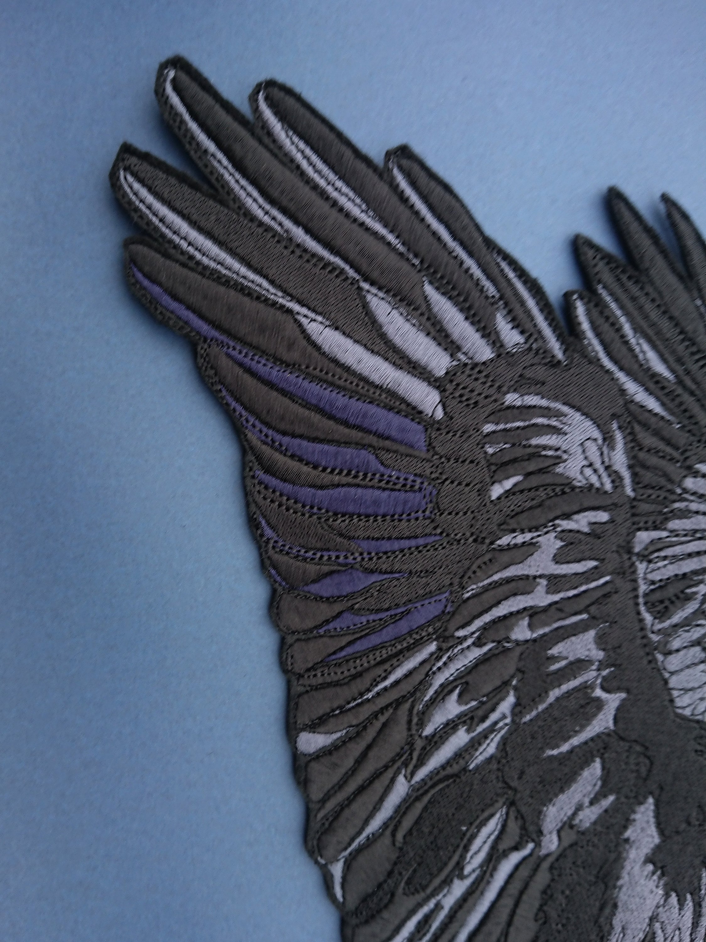 Raven Crow Patch Large Embroidered Patch Black Feathers Bird - Etsy