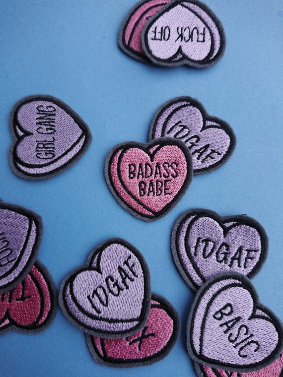 Heart Patch Badass babe Sugar Heart Pastel Violet Brodé Patch - Etsy France