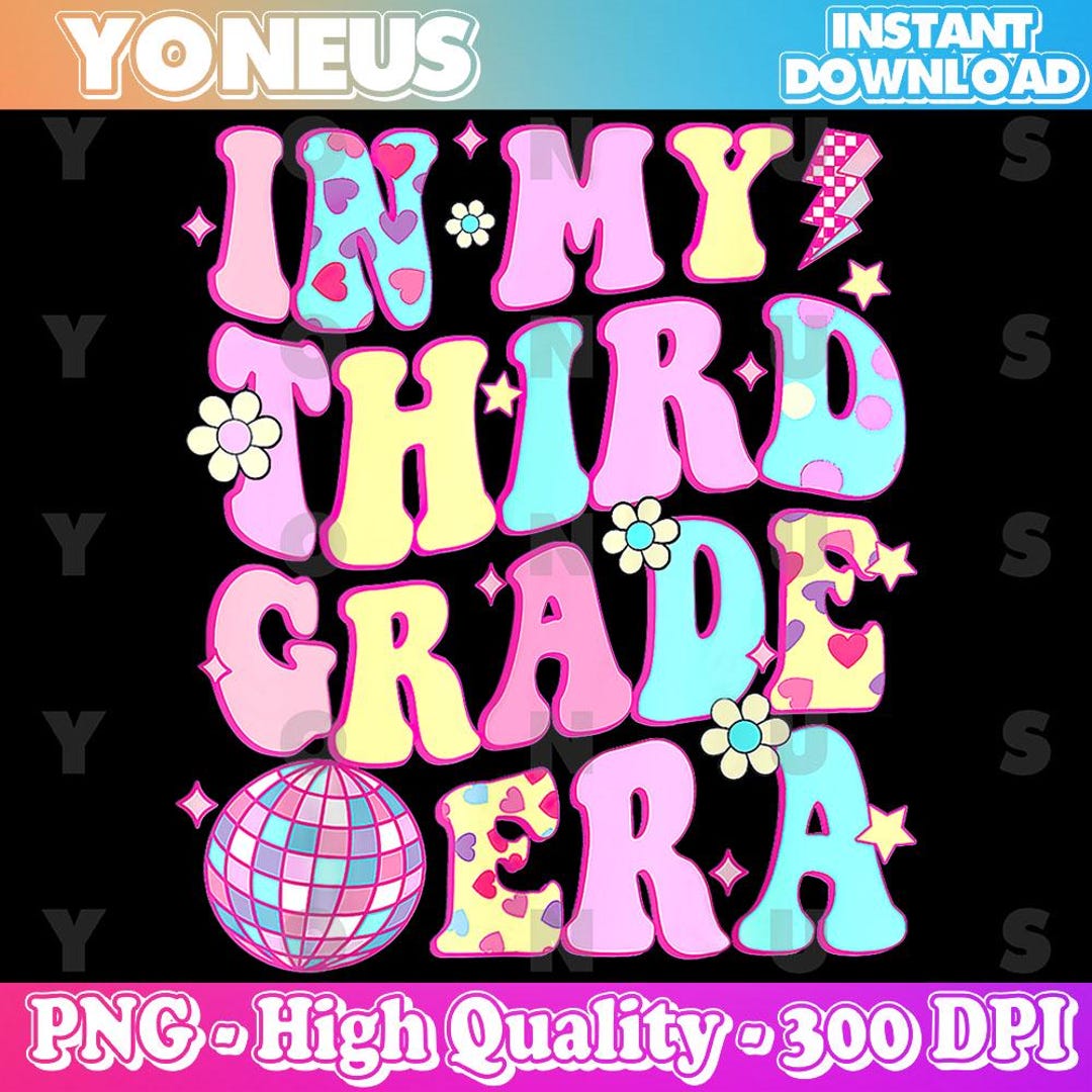 Retro Groovy Back to School in My Third Grade Era Png, Groovy Letters ...