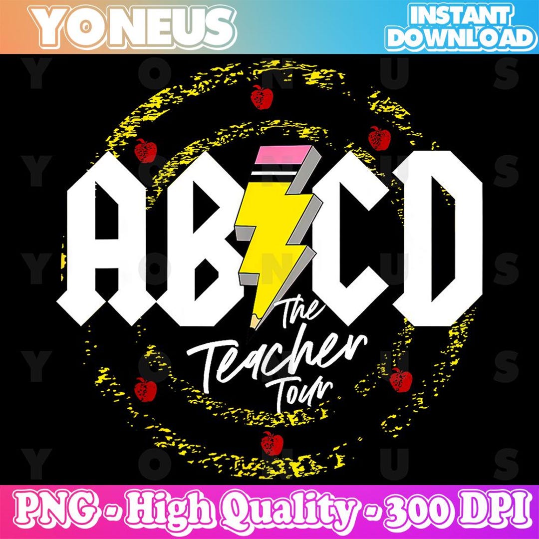 ABCD Teacher Tour, Back to School, End of Year Png, Retro Teacher Png ...