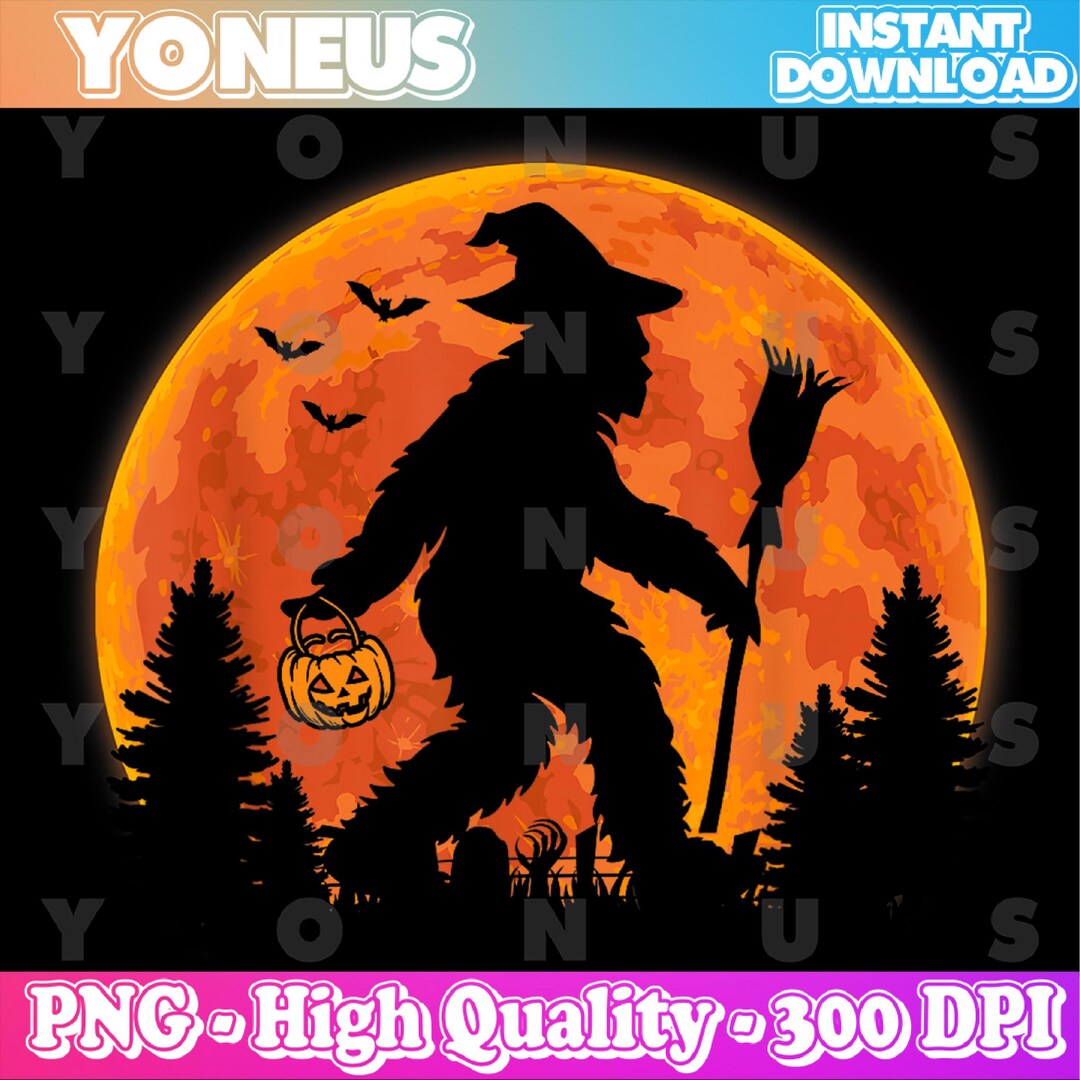 Bigfoot Pumpkin Halloween Costume Sasquatch Png, Happy Halloween Moon ...