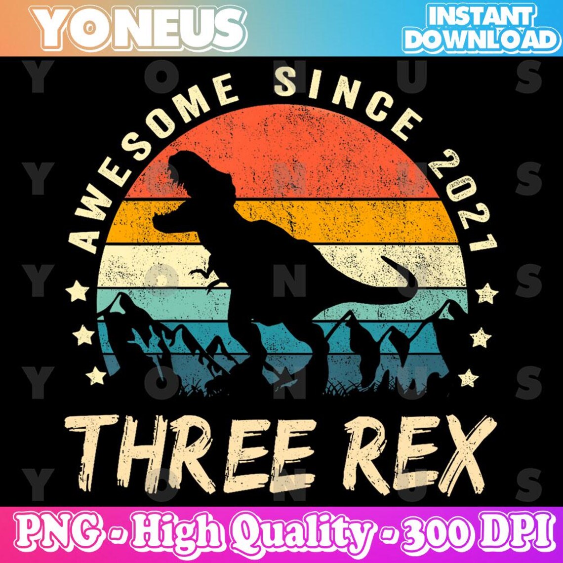 Kids Three Rex 3rd Birthday Png,third Dinosaur 3 Year Old Png, Dinosaur ...