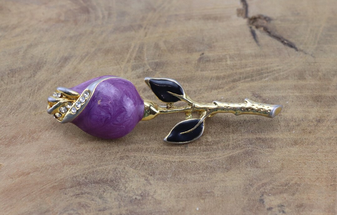 Broche en métal doré en forme de rose, Broche vintage dorée avec ...