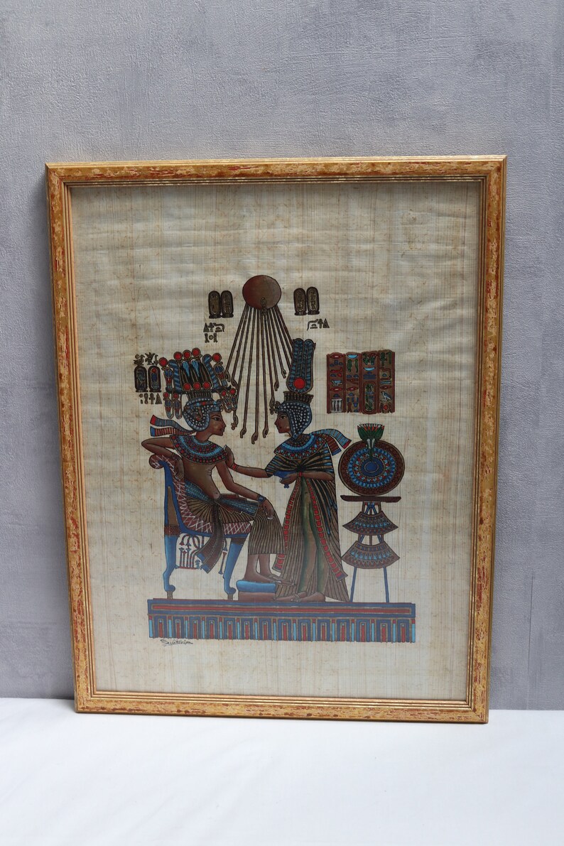 Genuine Egyptian Papyrus Painted and Signed by S.GHARIB, Framed Papyrus ...