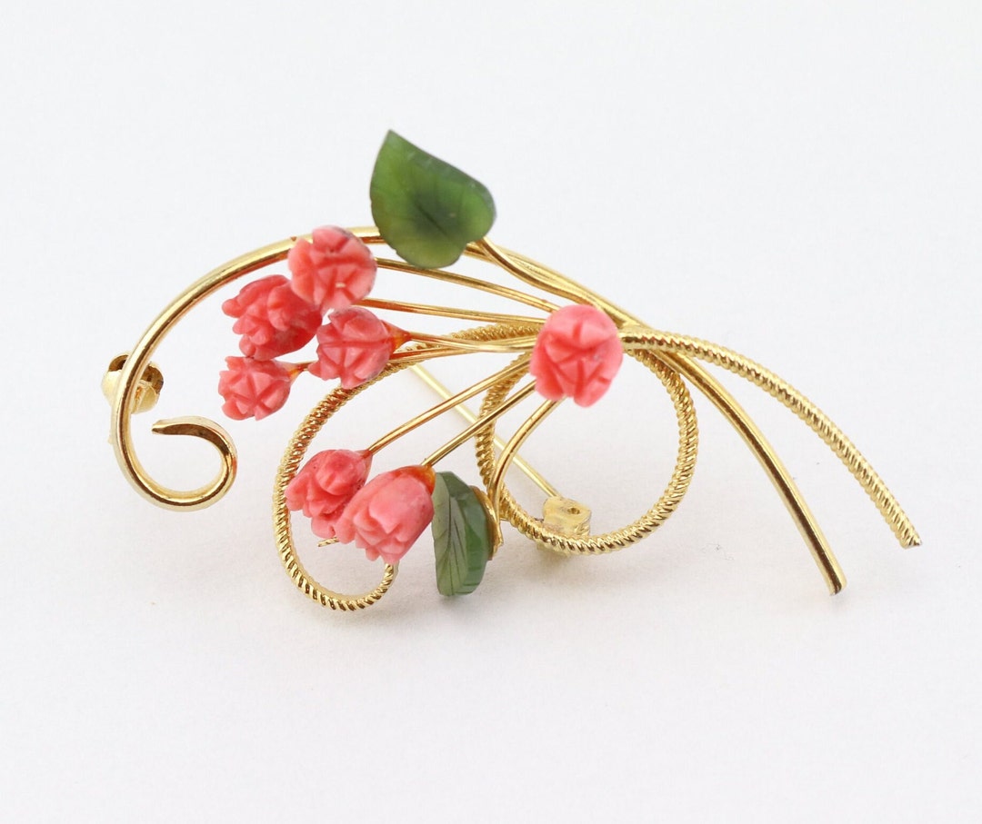 Broche vintage en métal doré, ancienne broche dorée en forme de fleur ...