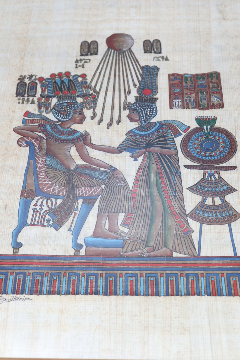 Genuine Egyptian Papyrus Painted and Signed by S.GHARIB, Framed Papyrus ...