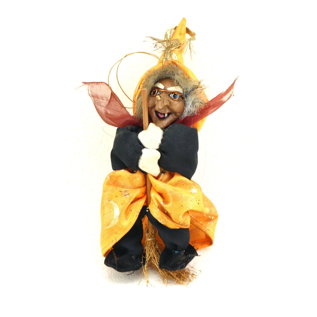 Vintage Flying Kitchen Witch With Broom, Good Luck Witch Doll to Hang ...