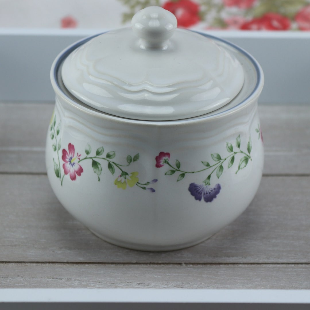 Vintage English Garden Porcelain Sugar Bowl, Antique Porcelain Sugar ...