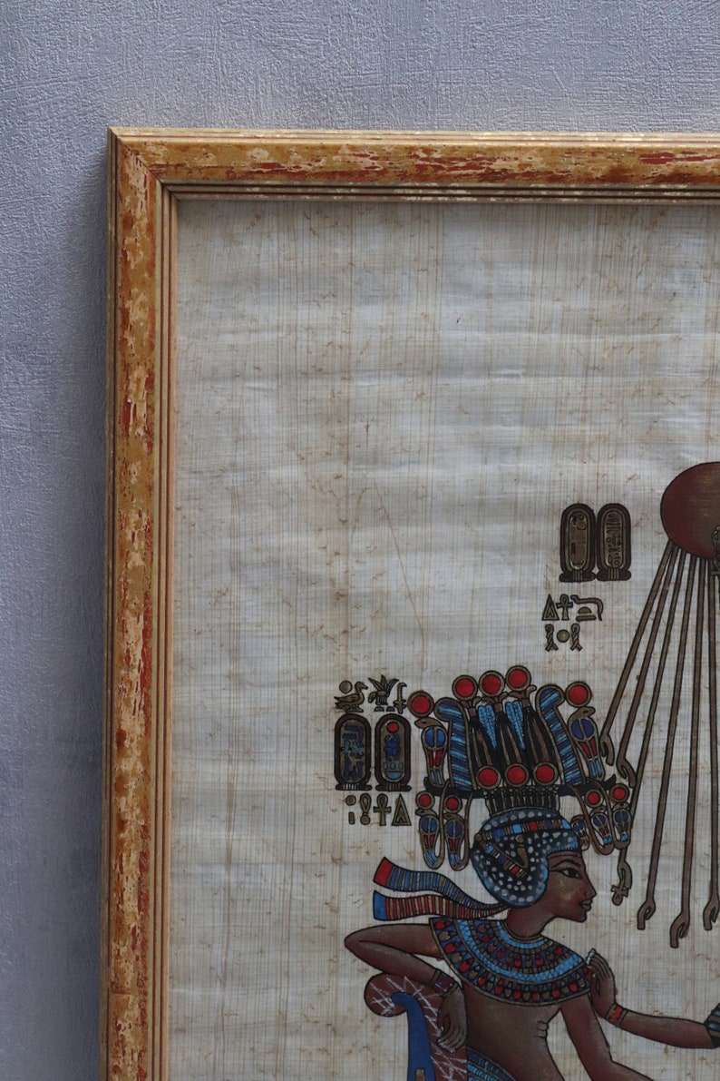 Genuine Egyptian Papyrus Painted and Signed by S.GHARIB, Framed Papyrus ...