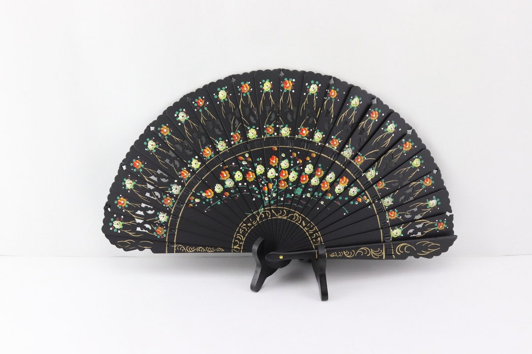 Vintage Collector's Fan, Hand-painted Wooden Fan in the "queen Victoria ...