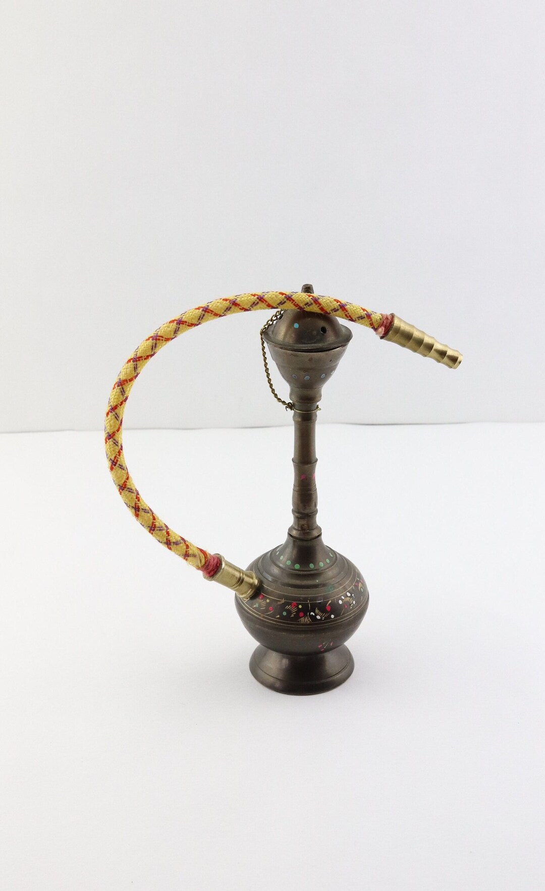 Vintage Miniature Brass Hookah, Small Decorative Indian Hookah, Incense ...