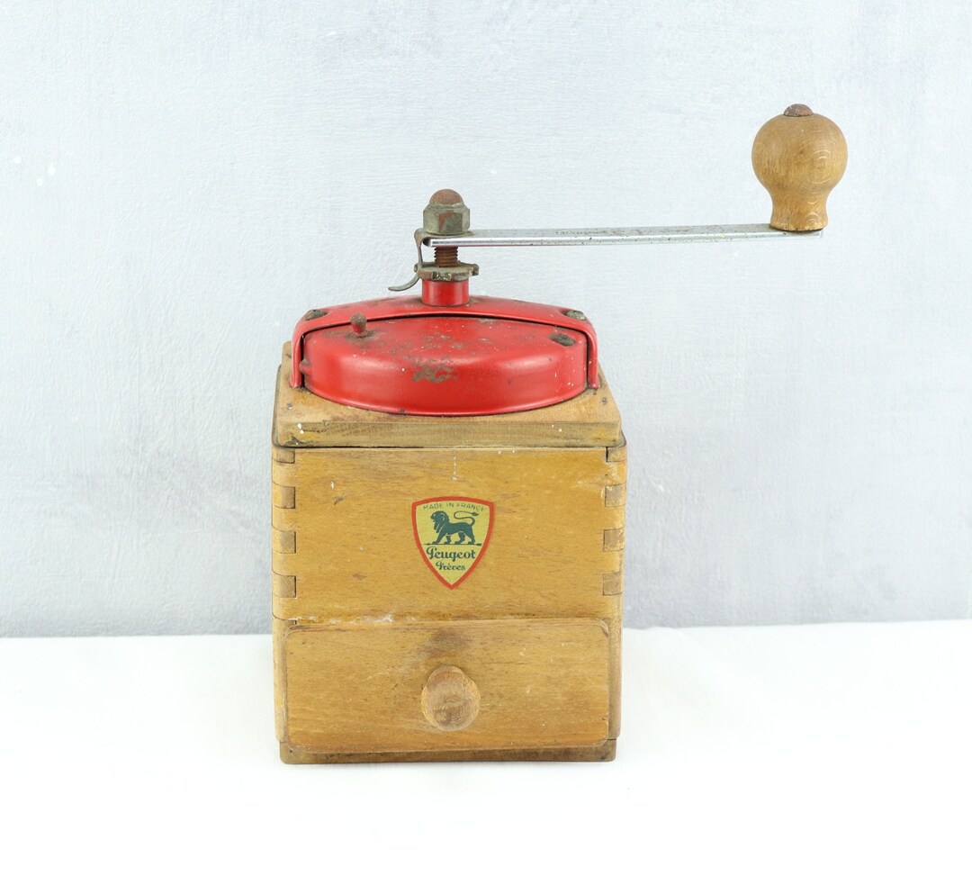 Vintage French Coffee Grinder in Wood and Metal From the Peugeot Frères ...