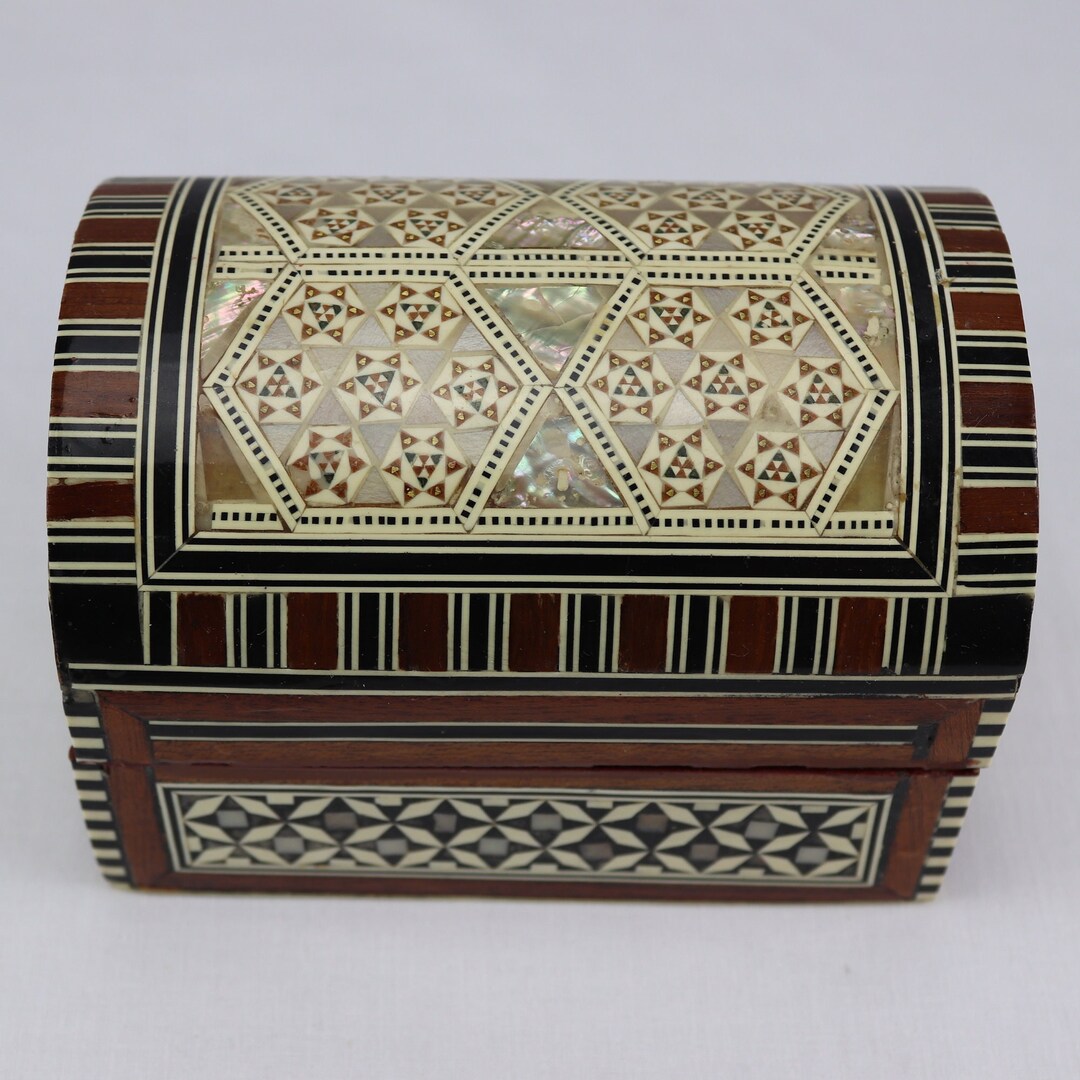 Marquetry Box With Inlaid Decoration, Artisanal Wooden Storage Box With ...