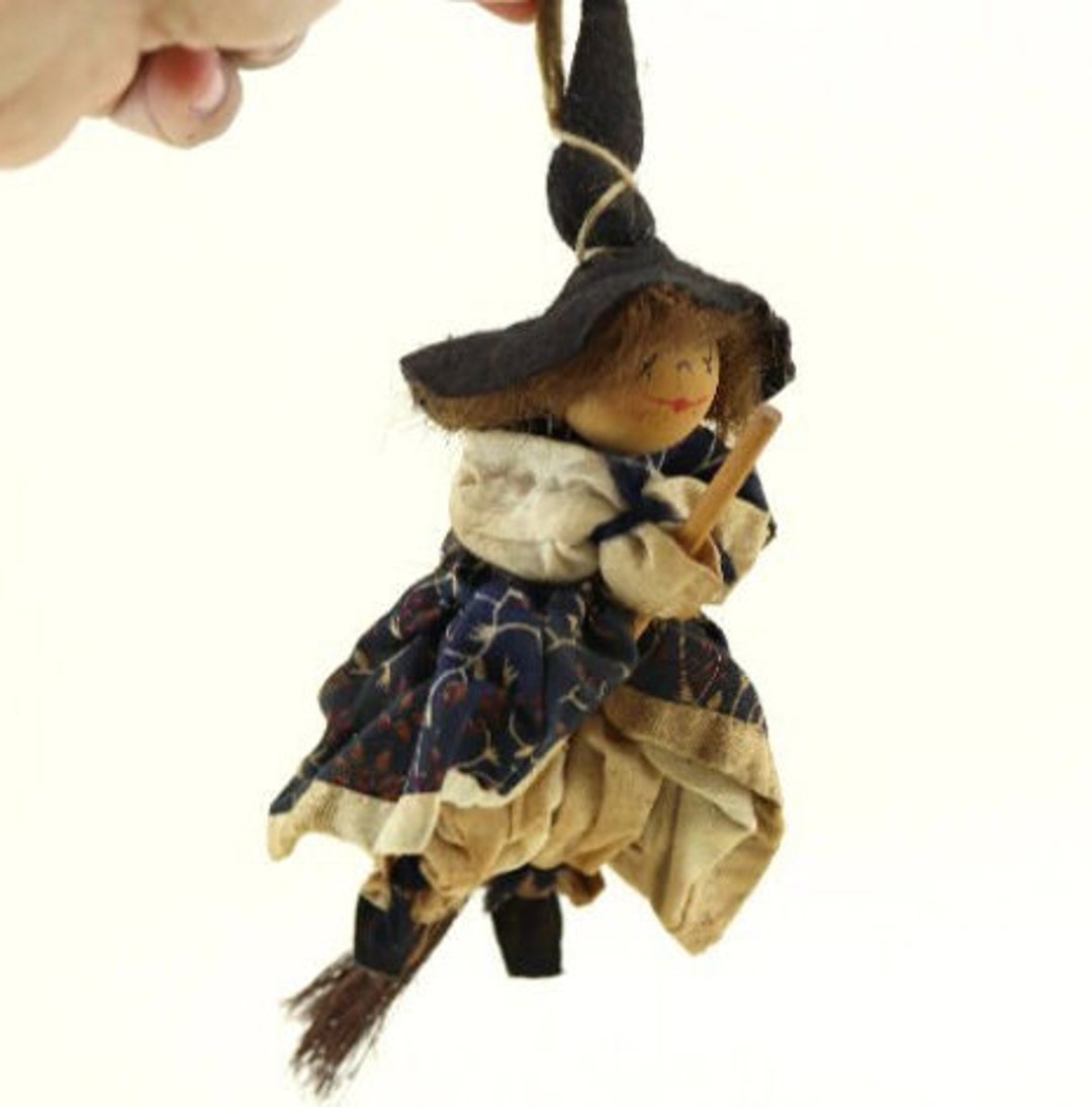 Flying Vintage Kitchen Witch With Her Broom, Decorative Good Luck Witch Doll to Hang, Lucky ...