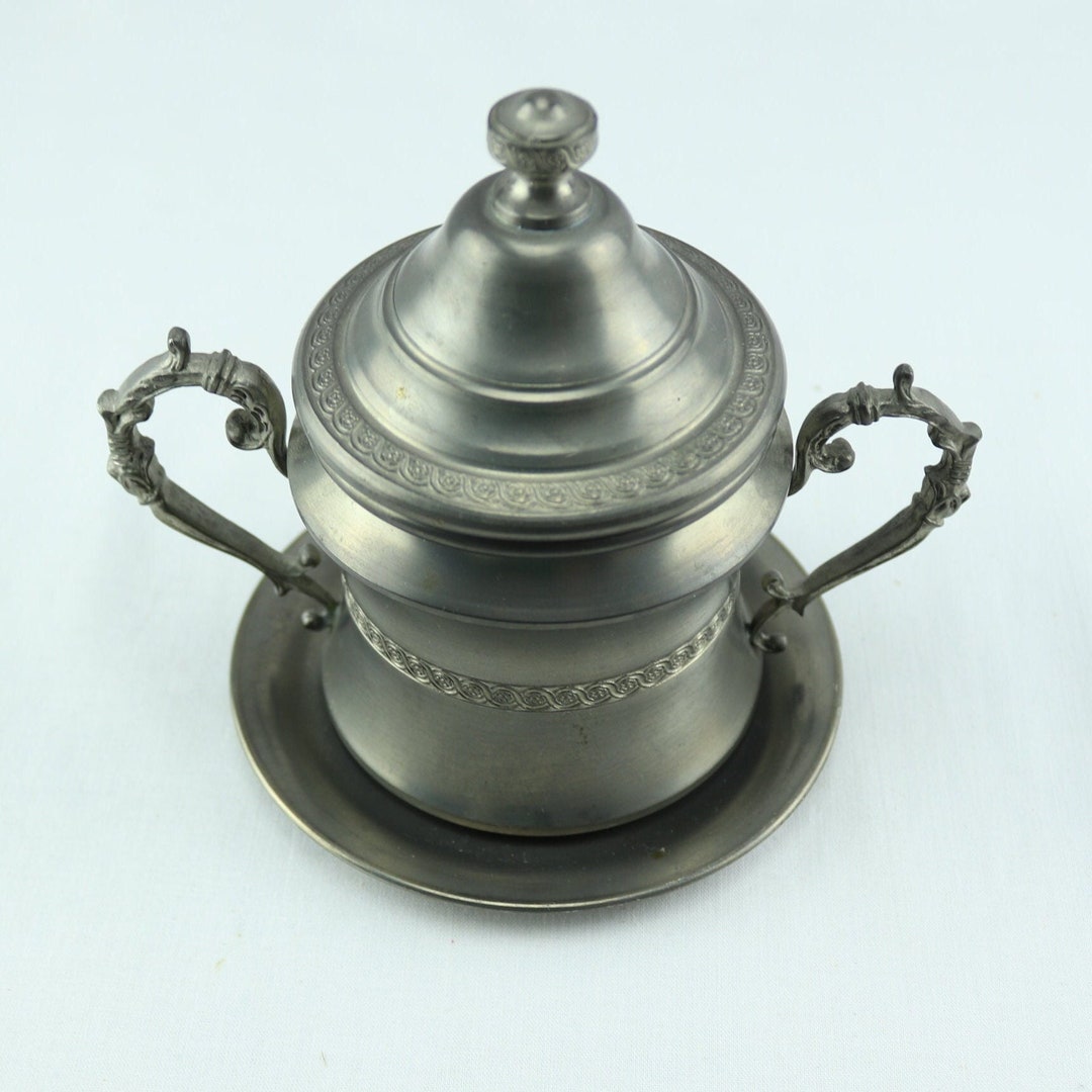 Vintage Tin Sugar Bowl, Antique Royal Pewter Zinn Tin Sugar Pot From ...