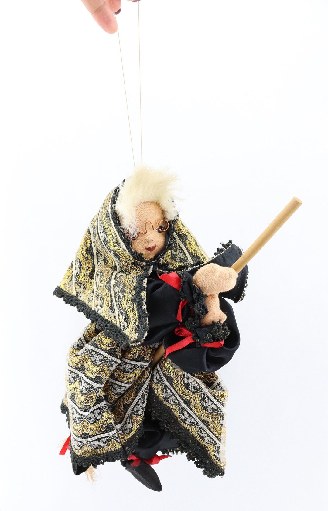 Flying Vintage Kitchen Witch With Her Magic Broom, Good Luck Witch Doll ...
