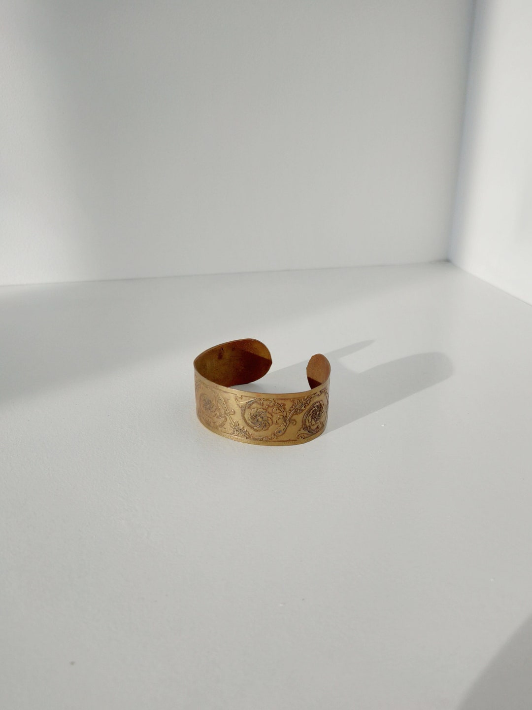 Vintage French Brass Bangle Bracelet, Old Bangle Bracelet With Hand ...