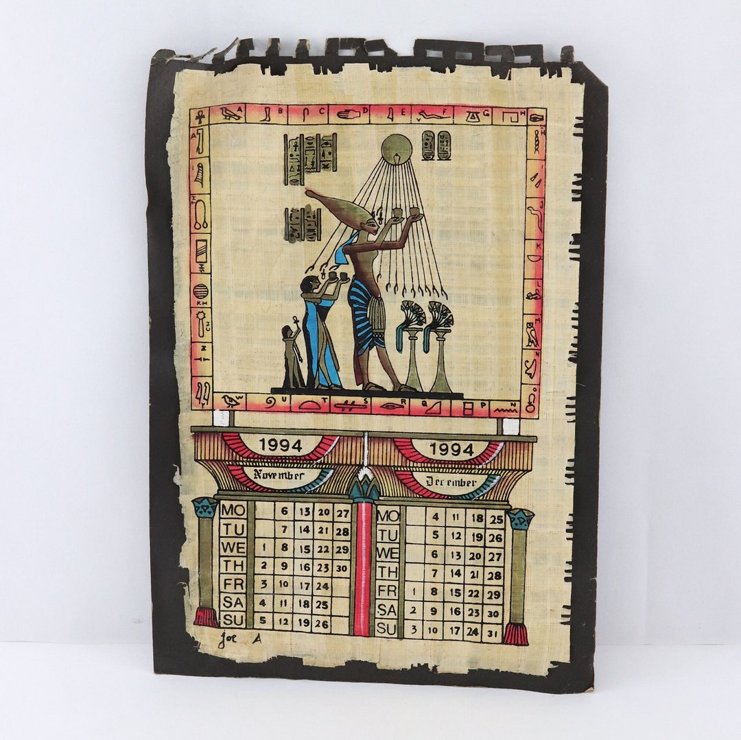 Genuine Egyptian Papyrus Painted and Signed by Joe A, Papyrus Calendar ...
