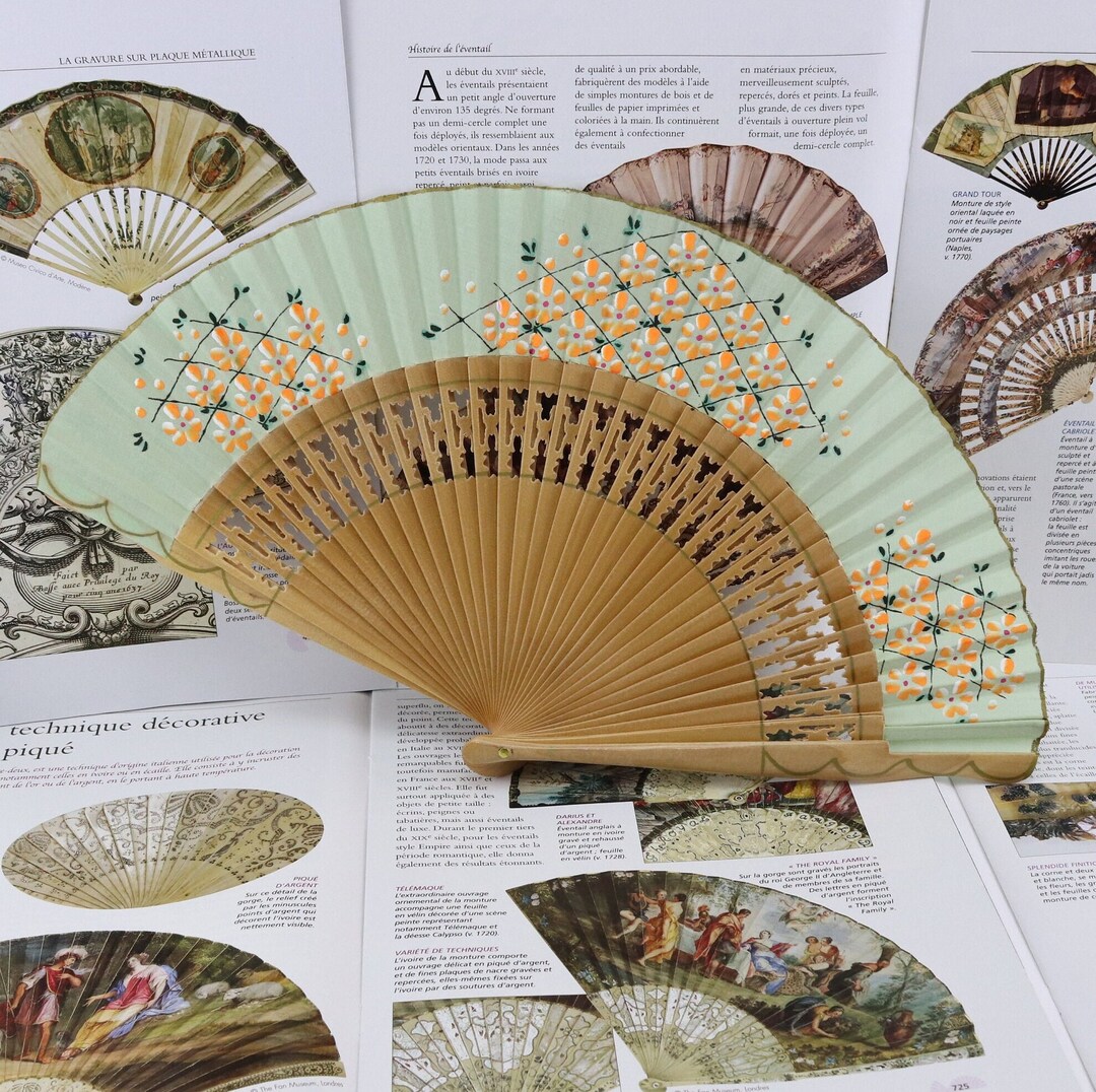 Vintage Hand-painted Wooden Fan, Rare Collectible Fan Inspired by ...