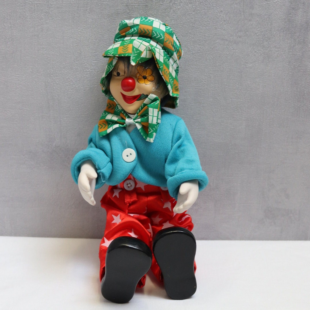 Vintage Porcelain Musical Automaton Clown, 90s Clown, Musical Clown ...