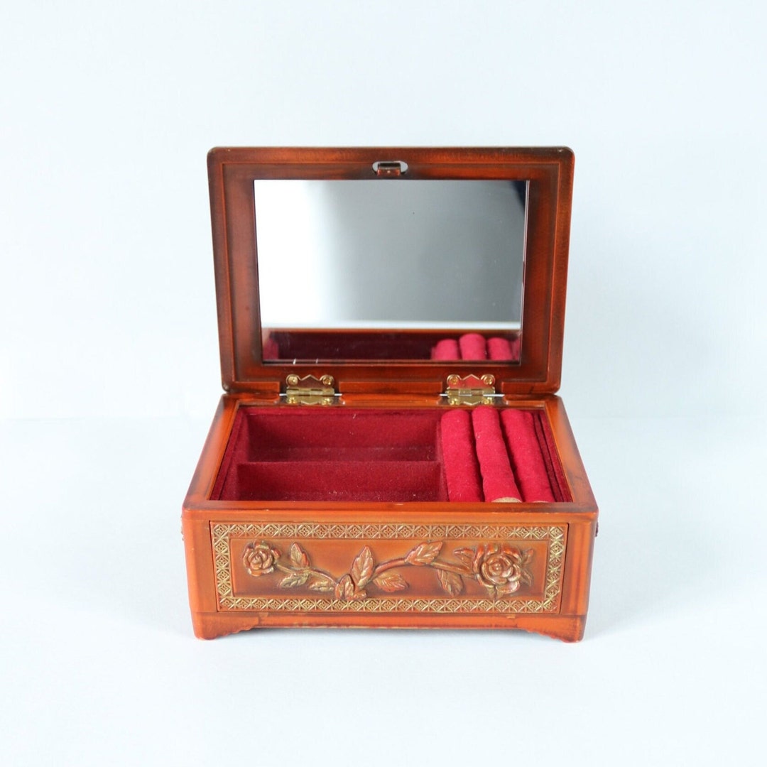 Vintage Rectangular Jewelry Box in Lacquered Resin, Old Storage Box for ...