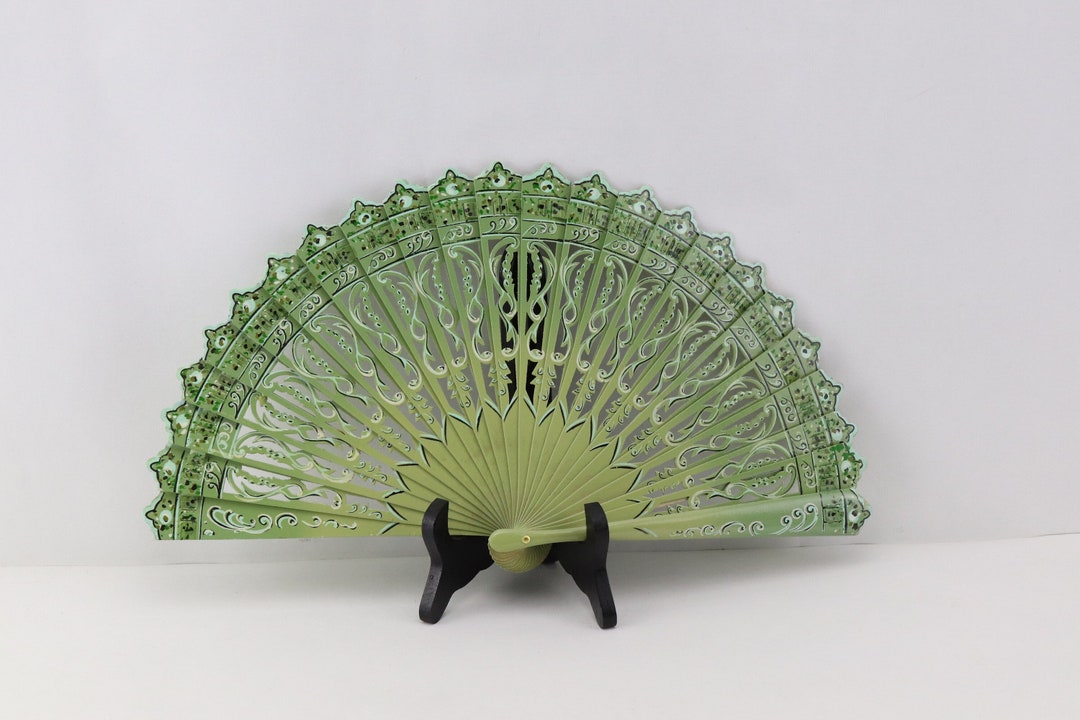 Vintage Hand Painted Wooden Fan, Collectible Fan Inspired by "charlotte ...