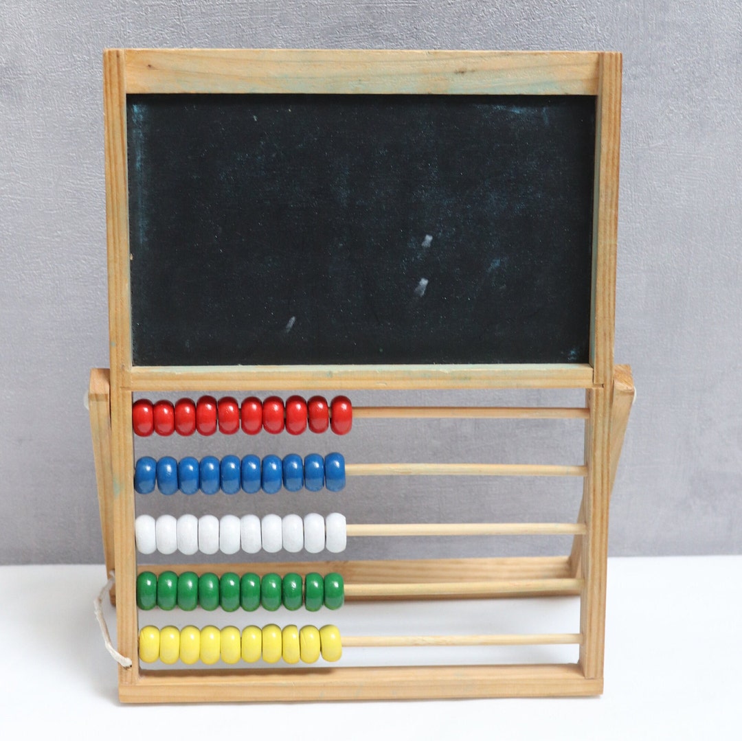 Vintage Wooden Abacus for Learning to Count, Blackboard With Abacus for ...