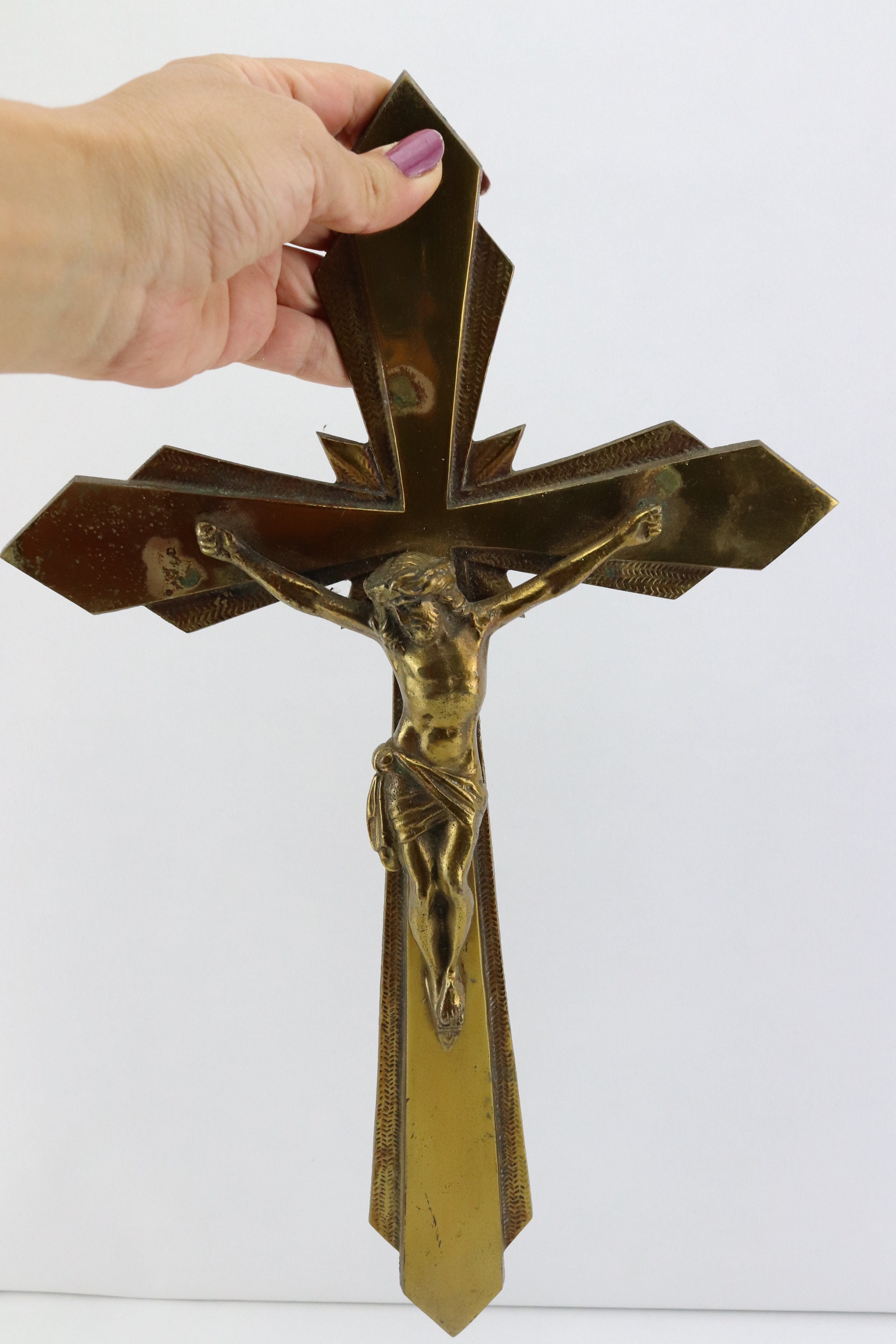 Vintage Crucifix, Jesus Christ on the Cross Vintage Brass Hanging ...